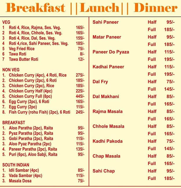 Menu of Maa Laxmi Food Corner, Sector 135, Noida