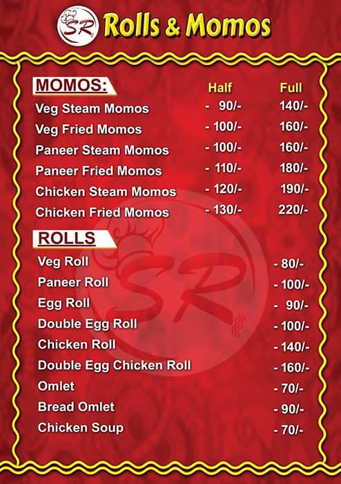 Menu of SR Rolls & Momos, Boduppal, Hyderabad