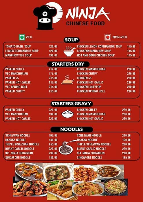 Menu of Ninja Chinese Food, Ghodbunder Road, Thane