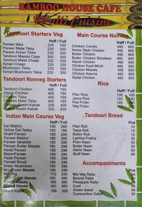 Bamboo House Menu