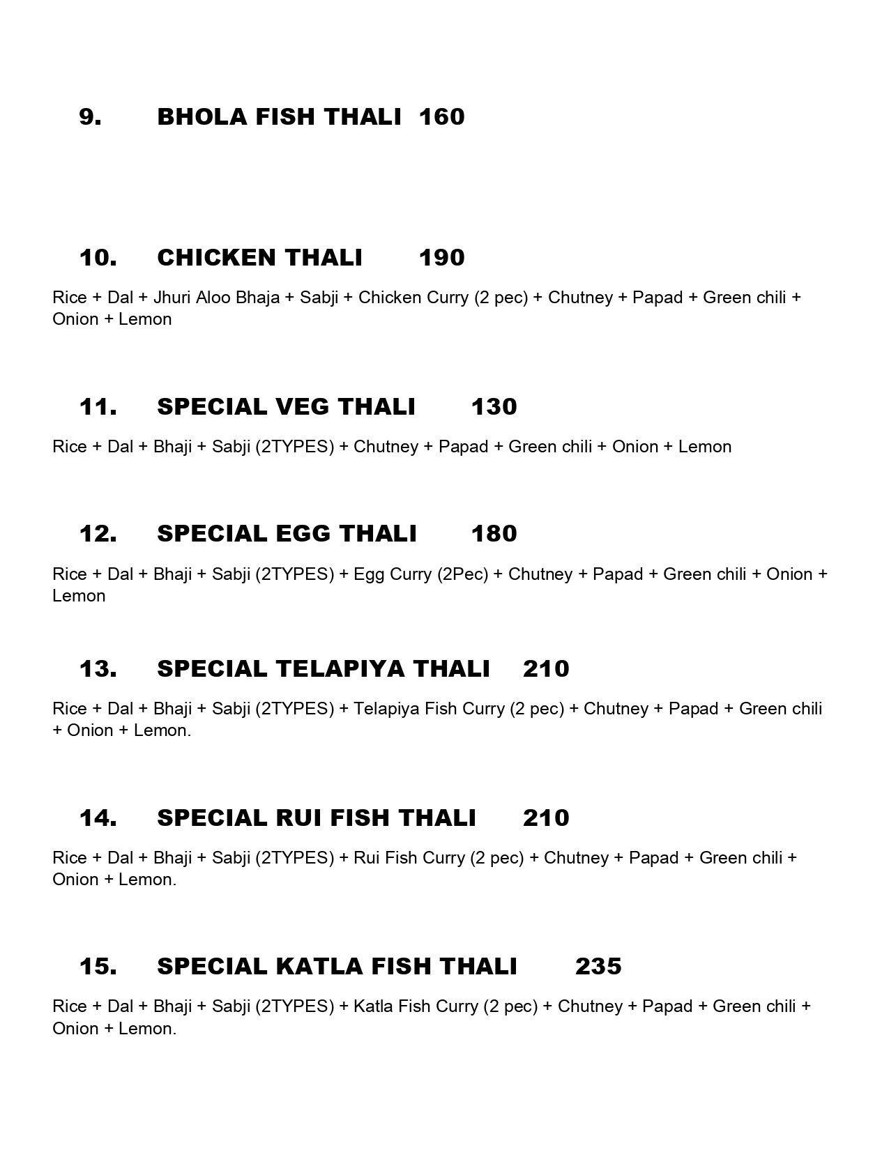 Menu of Maa Tara Food Centre, Barasat, Kolkata