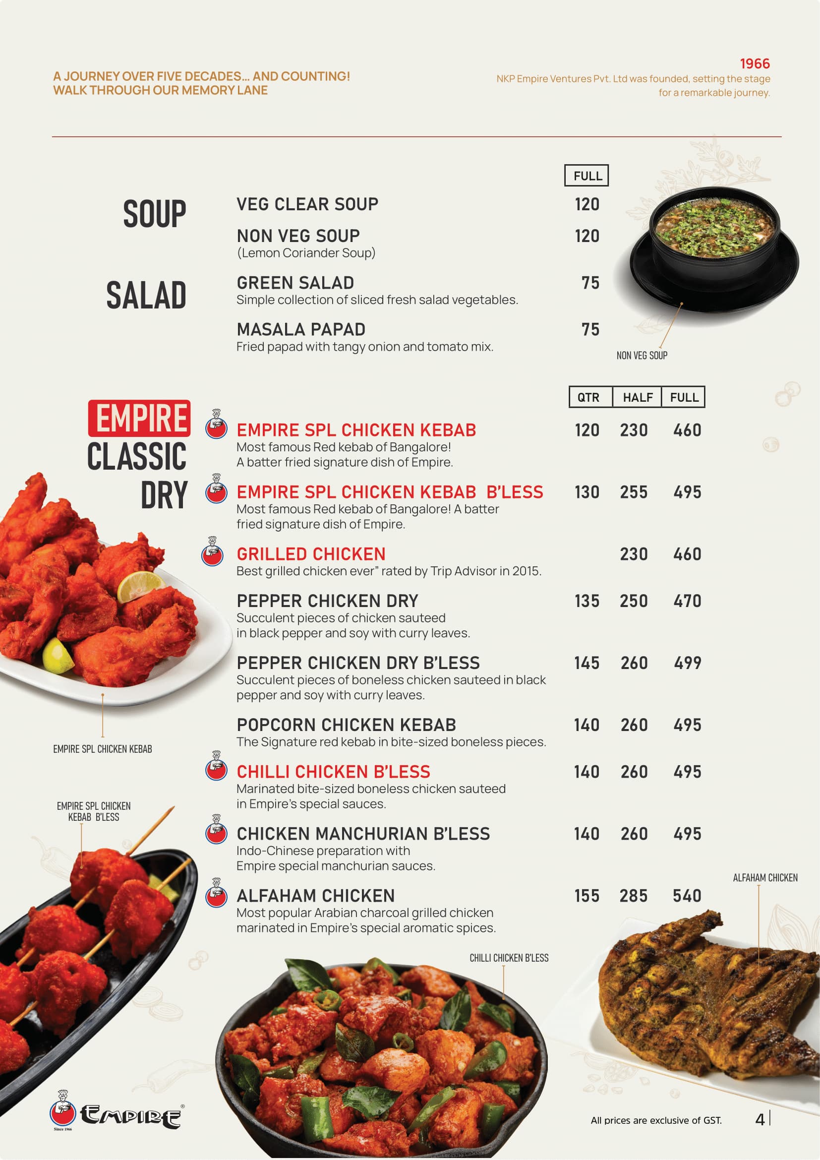 Menu of Empire Restaurant, BTM, Bangalore