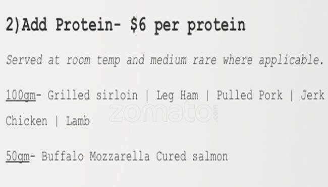 Menu at Sub Rosa cafe, Auckland