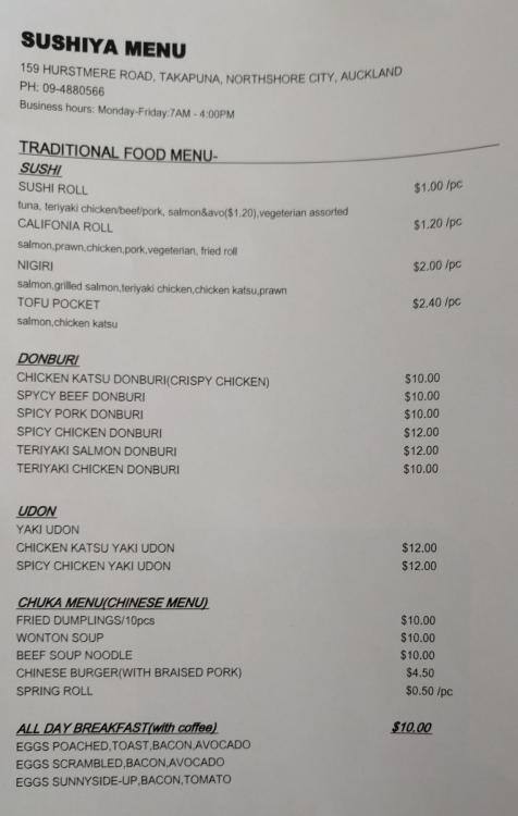 Sushi Ya Menu, Menu for Sushi Ya, Rosedale, Auckland - Menumania/Zomato