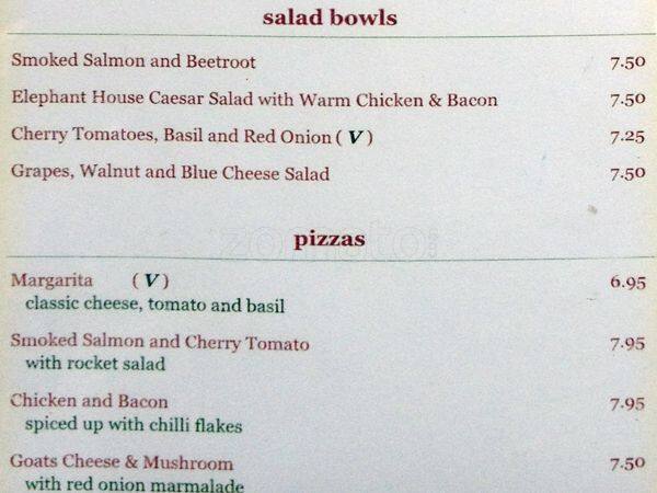 Menu at The Elephant House cafe, Edinburgh