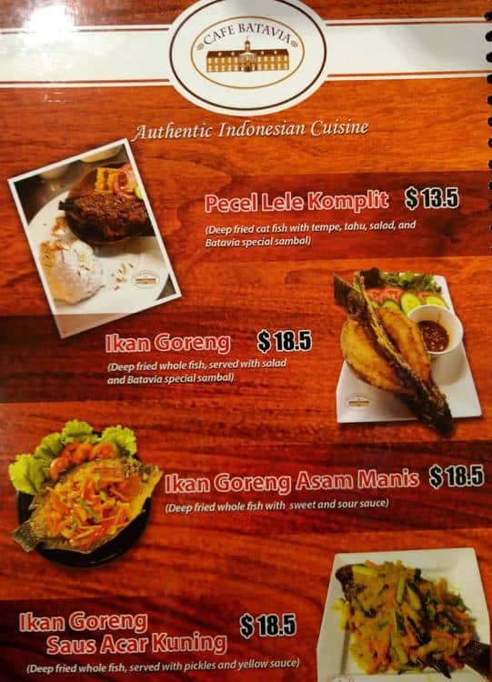 Menu at Cafe Batavia, Melbourne, 6/618 St Kilda Rd