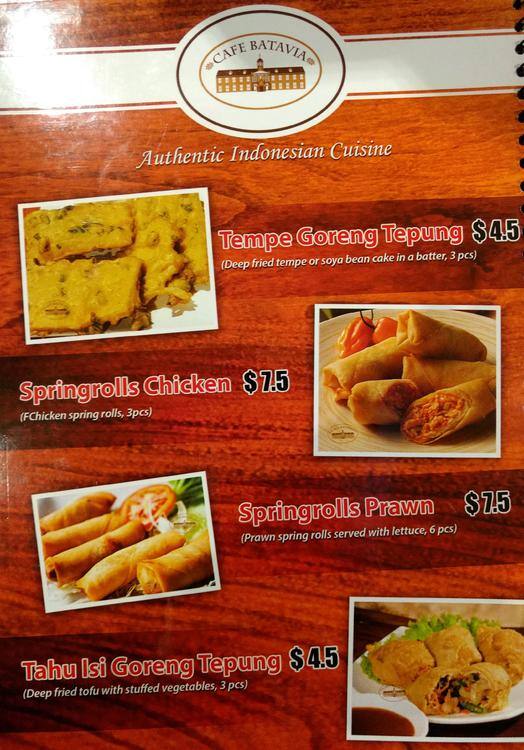 Menu at Cafe Batavia, Melbourne, 6/618 St Kilda Rd