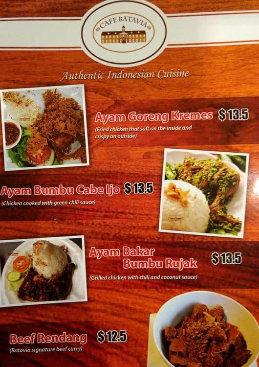 Menu at Cafe Batavia, Melbourne, 6/618 St Kilda Rd