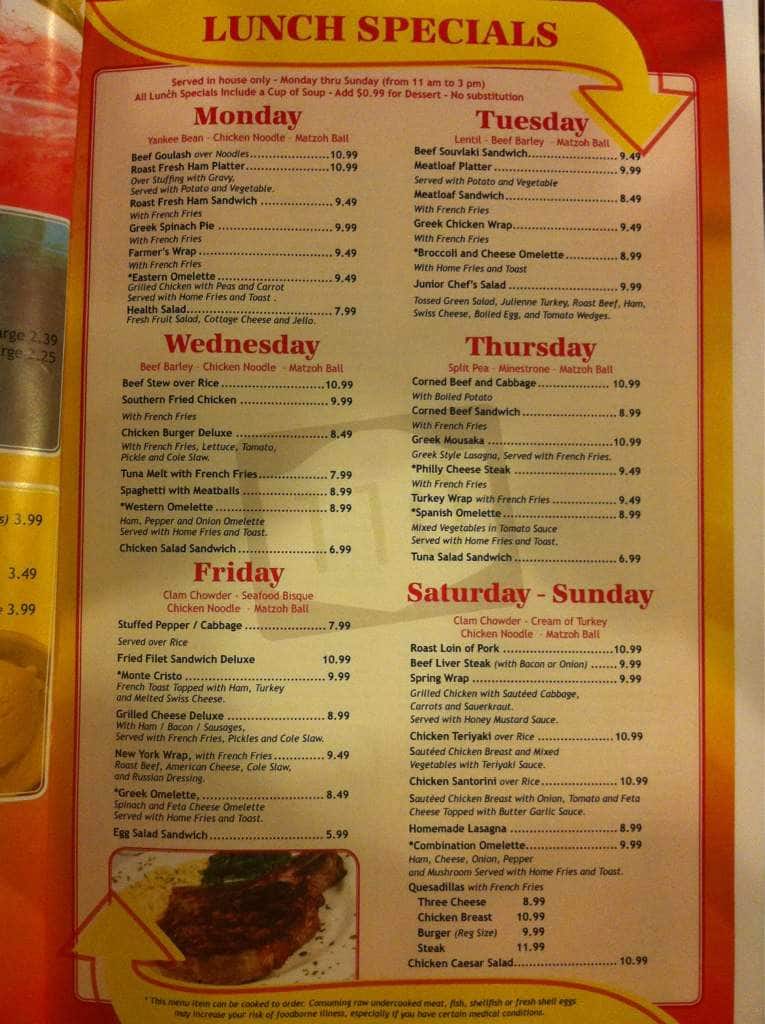 Menu at Michelle's 110 Diner restaurant, North Amityville