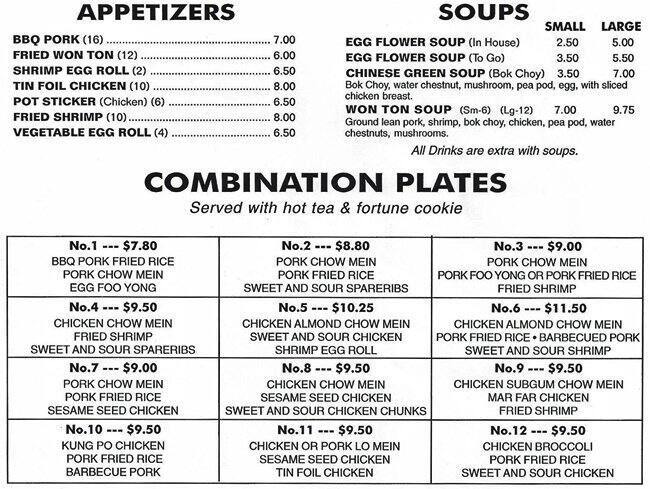 Ma's Restaurant Menu, Menu for Ma's Restaurant, Sweet Home, Sweet Home ...