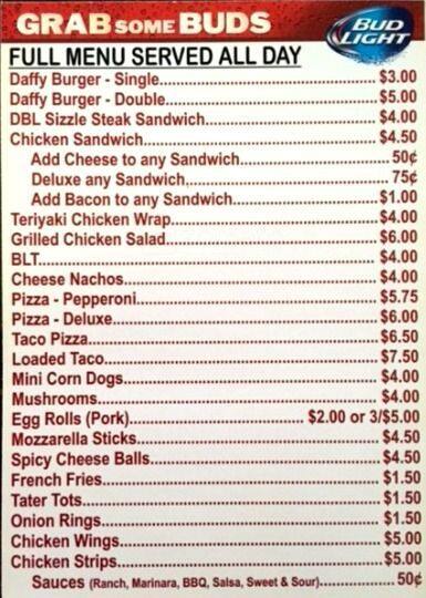 Menu at Daffy's Thirsty Duck pub & bar, Toledo