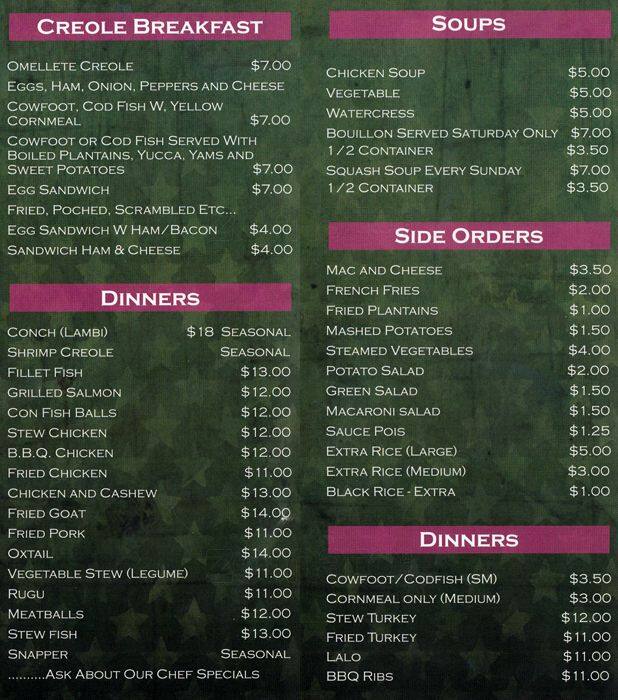 Creole Plate Menu, Menu for Creole Plate, Laurelton, New York City ...