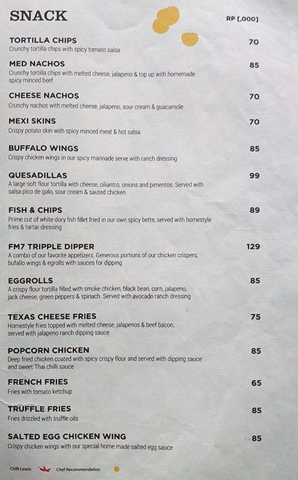 Menu at MONTEZUMA Rooftop Lounge restaurant, Tangerang