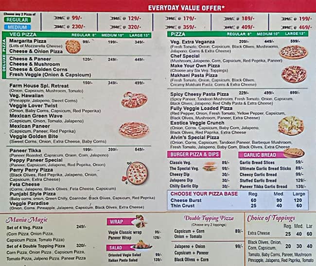 Menu at Alvin Pizza, Sahibzada Ajit Singh Nagar, Sunny Enclave
