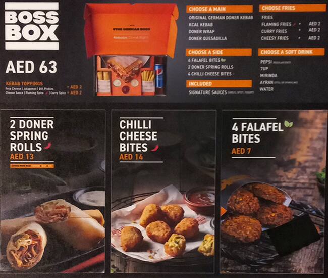 Menu of German Doner Kebab, Umm Suqeim, Dubai