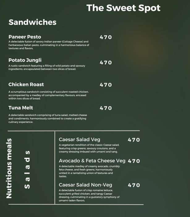 One World Cafe Menu