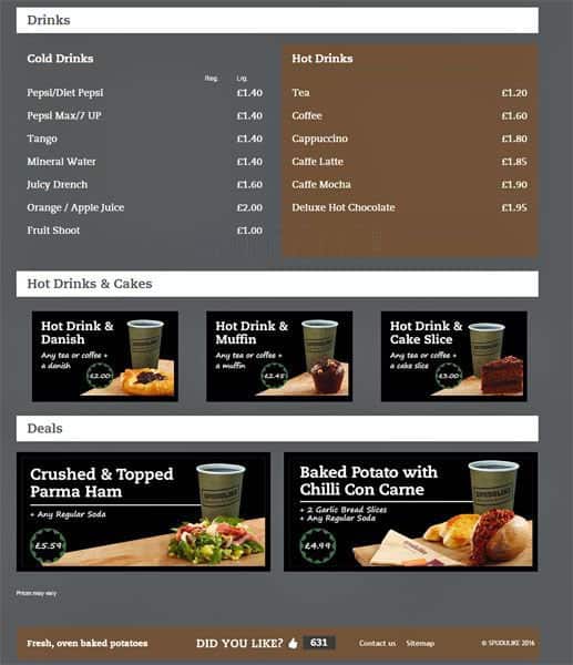 Menu at Spudulike fast food, Bridgend, Unit L8