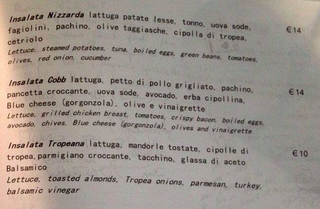 Menu at Shari Vari pub & bar, Rome