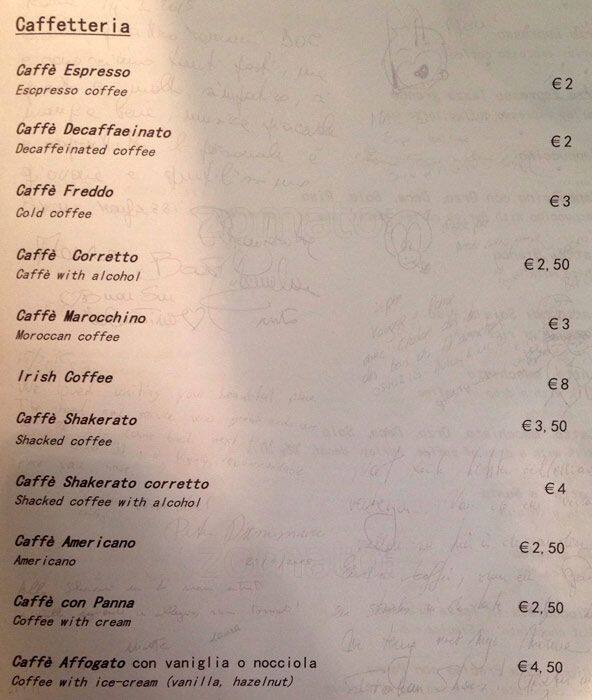 Menu at Shari Vari pub & bar, Rome