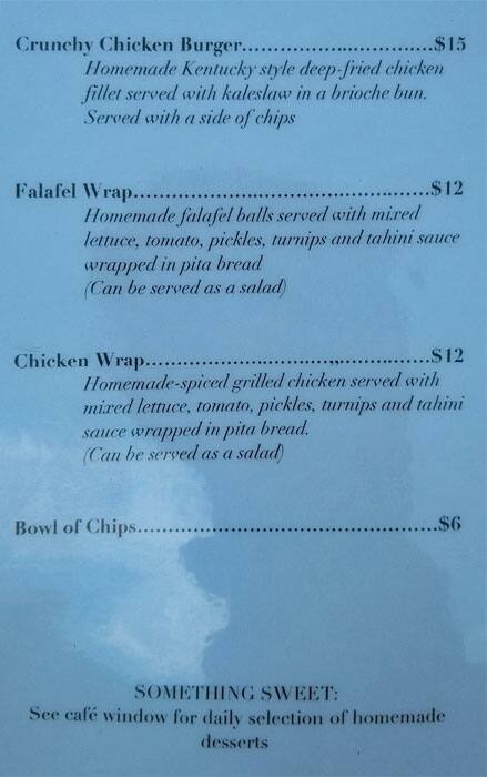 Menu at IMA Cafe, Thornbury