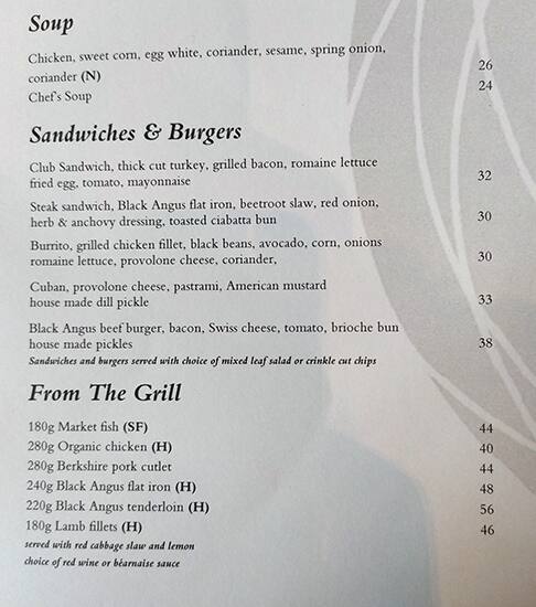 Menu at Park Hyatt Melbourne cafe, Melbourne
