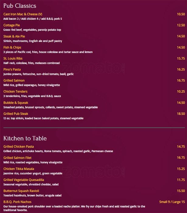 Menu at The Plate & Pint pub & bar, Bainbridge Island