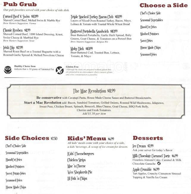 Menu at The Kerry Piper pub & bar, Willowbrook