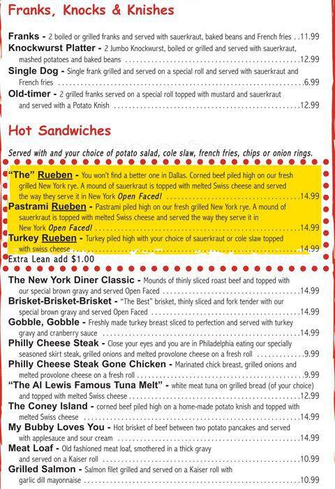 Menu at Deli News N.Y. Style Deli Restaurant, Dallas, Preston Rd #100