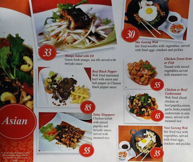 Carta del restaurante Costa Rica, Mengwi