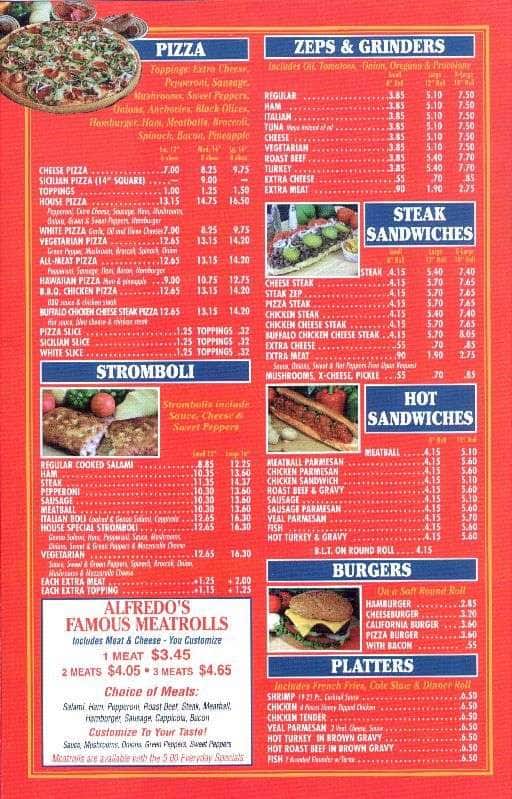 T D Alfredo's Menu, Menu for T D Alfredo's, Phoenixville, Chester ...