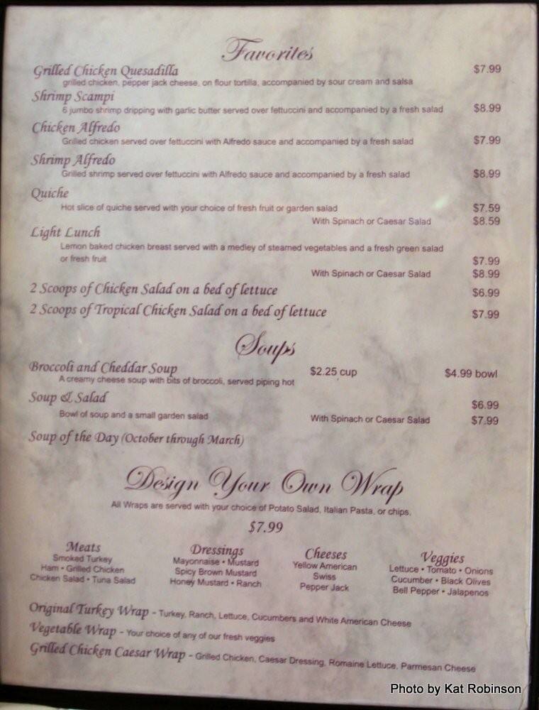 Menu at Elizabeth's Restaurant & Catering, Batesville