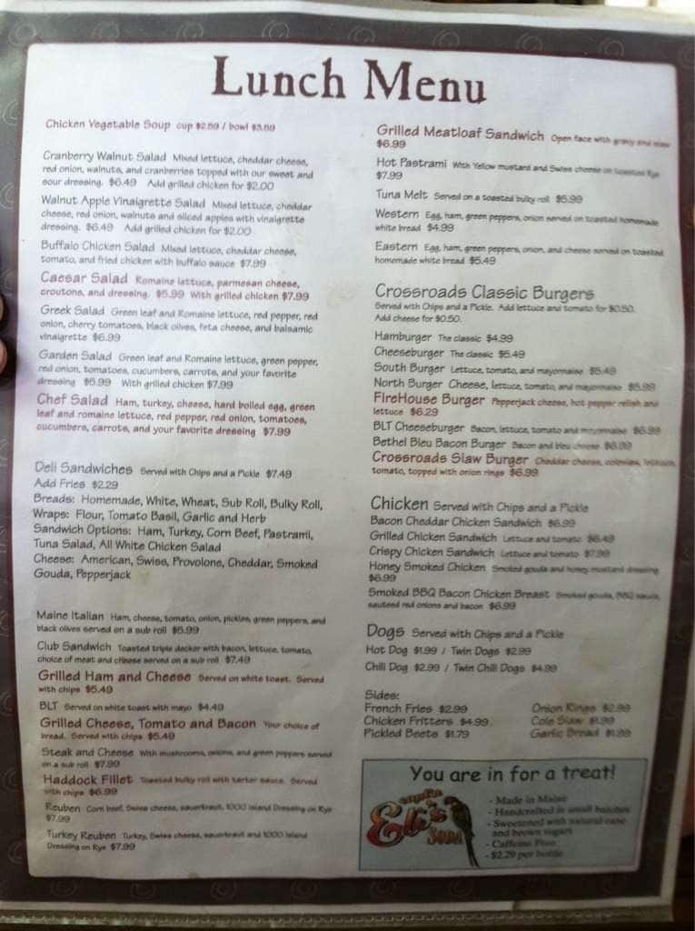 Menu at Crossroads Diner restaurant, Bethel, 24 Mayville Rd