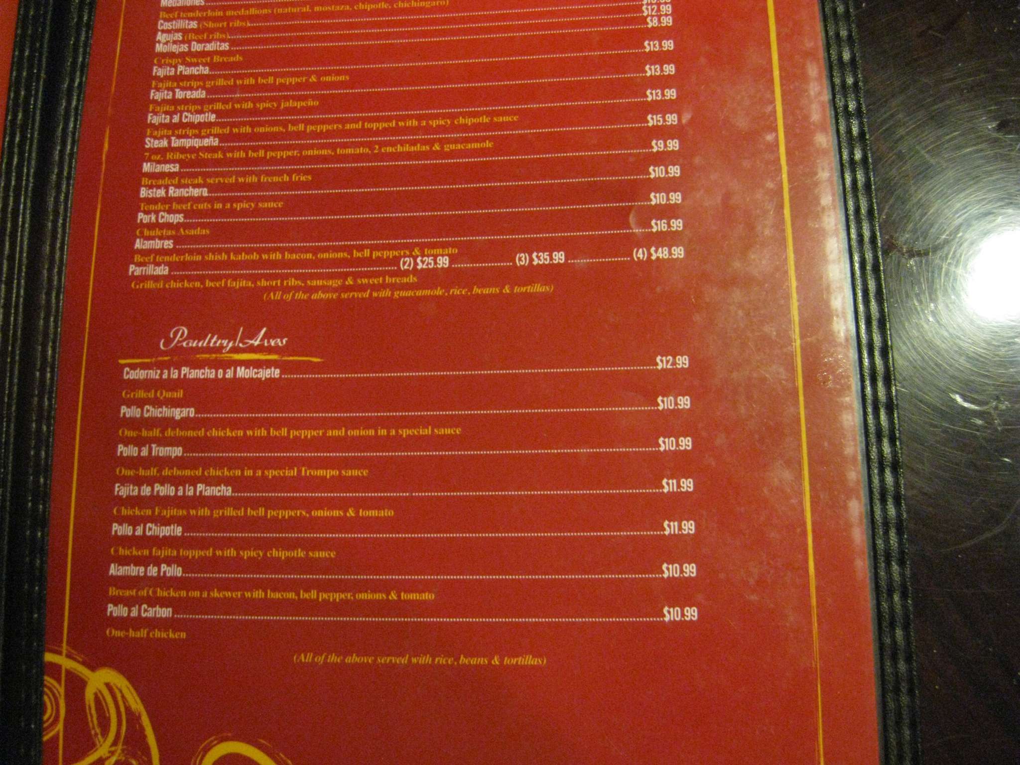 Menu at Costa Messa Restaurant, McAllen, N 11th St