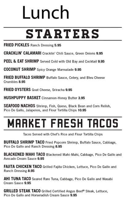 Carta de Flying Fish Public Market & Grill, North Myrtle Beach