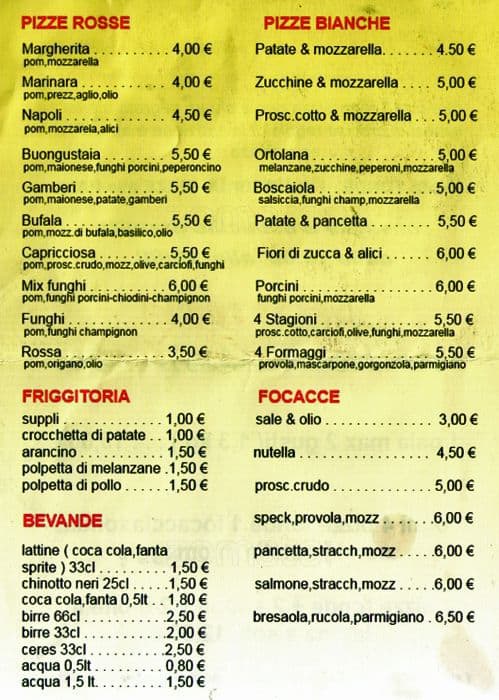 Pizza Pazza a Roma: Foto del Menu con Prezzi - Zomato Italia