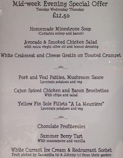 Menu at Sophie's Choice restaurant, Sidcup