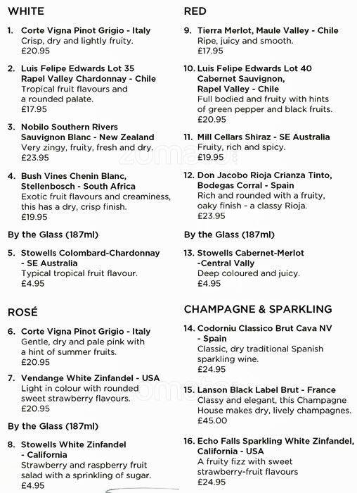 Menu at The Grandstand Restaurant, London