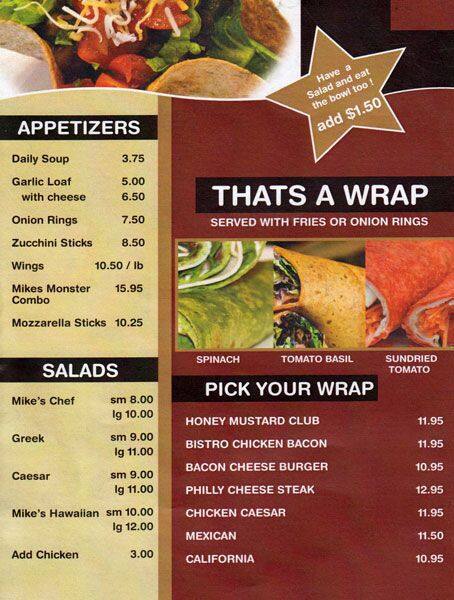 Menu au Mike's Pizzeria & Restaurant, Ottawa
