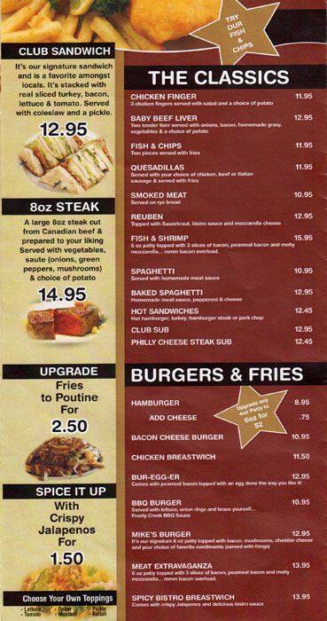 Menu au Mike's Pizzeria & Restaurant, Ottawa