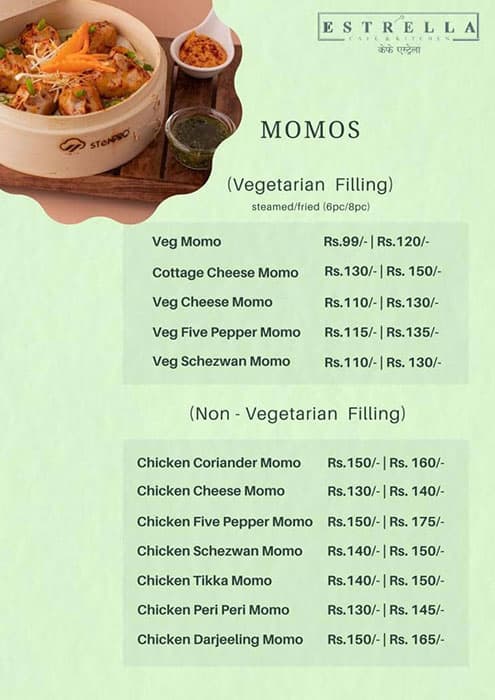 Menu at Cafè Estrella, Mumbai