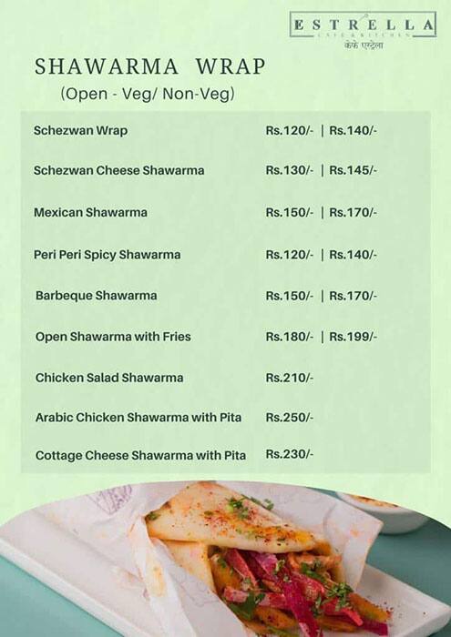 Menu at Cafè Estrella, Mumbai