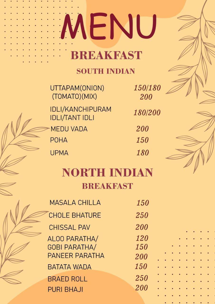 Menu of Spicy Tadka, Saligao, Goa