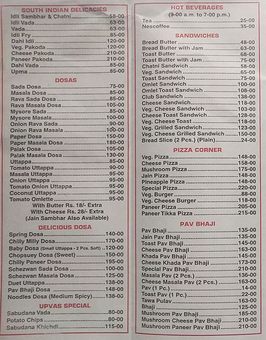Menu of Veggies, Mira Road (E), Mumbai