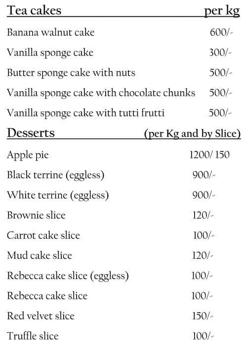 Menu at Rebecca's Designer Cakes, Gurugram, SG- 78