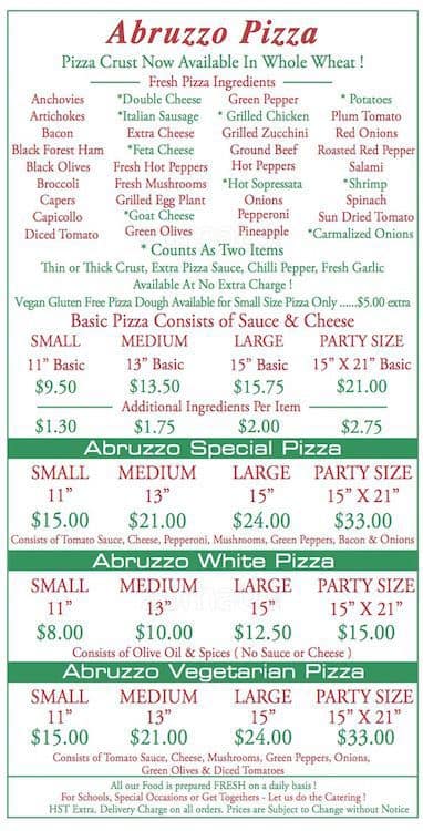 Abruzzo Italy Restaurants Menus