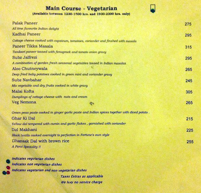 Menu at Orchid, Ahmedabad, Fortune Landmark.