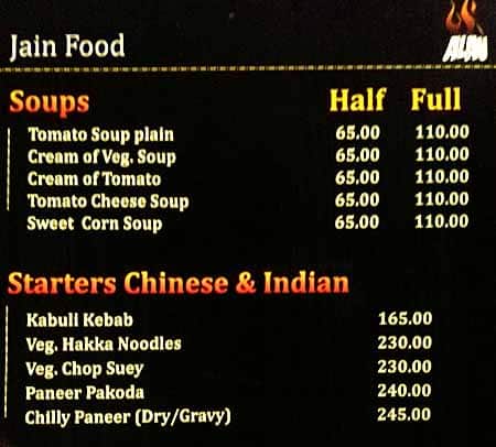 Menu of Alav, New Palasia, Indore