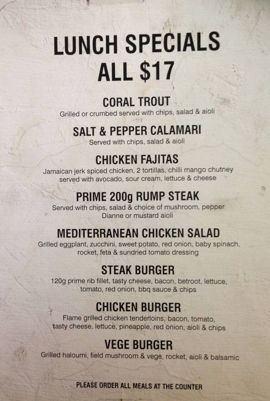 Menu at The Beach Bar & Grill, Mooloolaba, Landmark Resort
