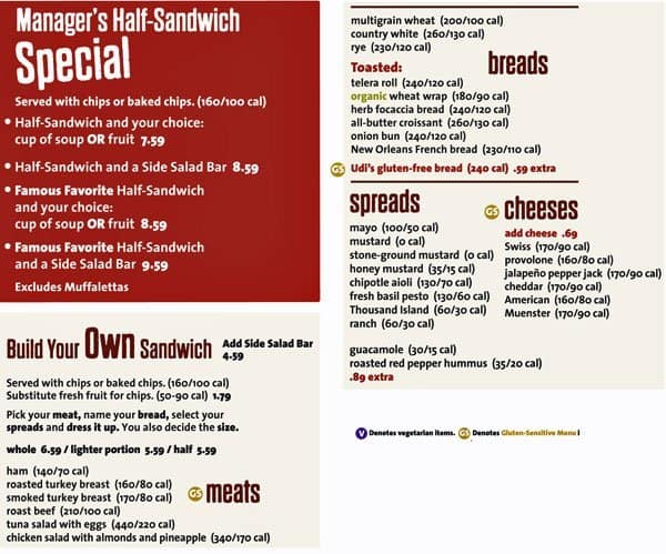 Menu at Jason's Deli restaurant, Charlotte, E Woodlawn Rd