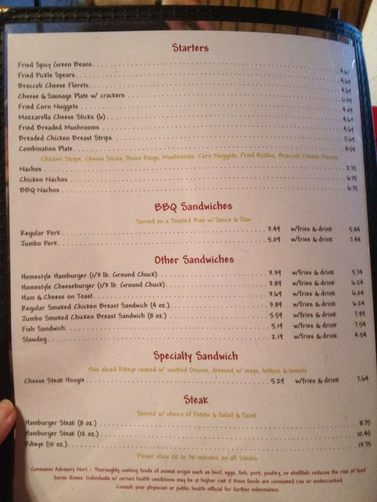 Menu at Crossroads Ribshack BBQ, Tupelo